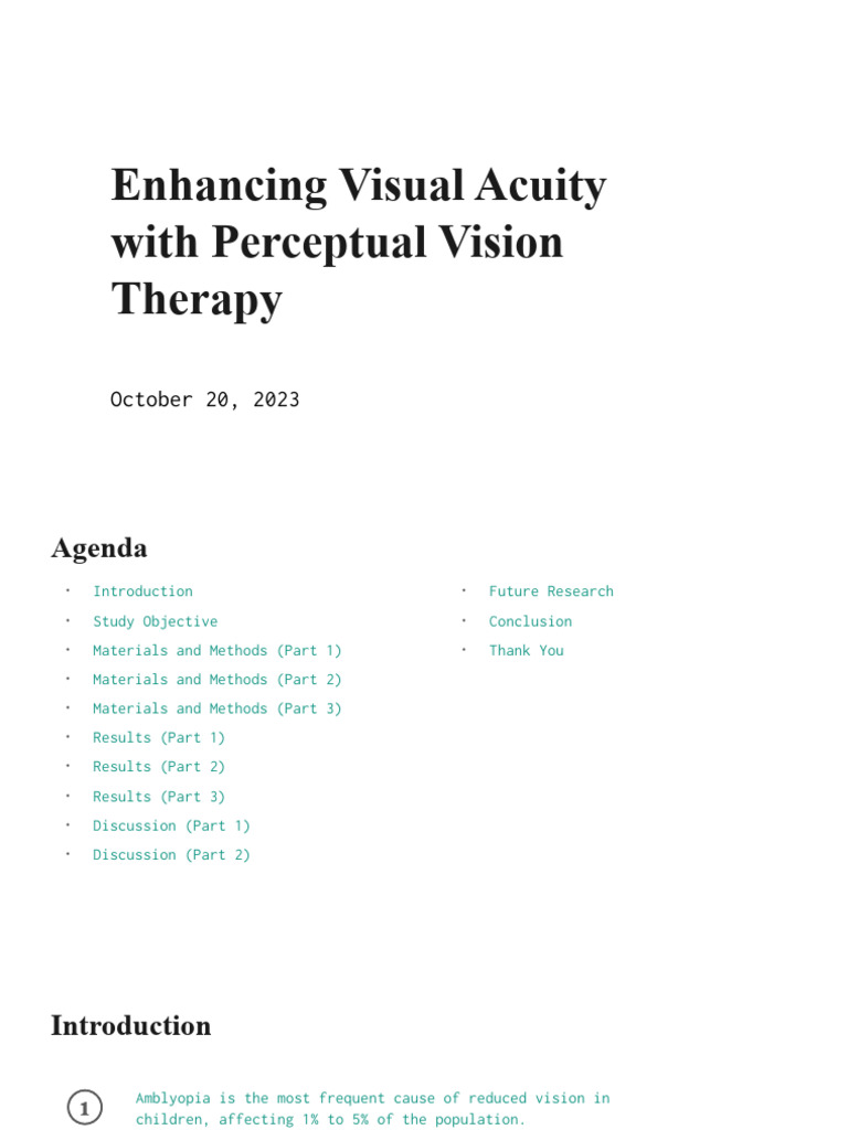 Enhancing Visual Acuity With Perceptual Vision Therapy | PDF | Contrast (Vision) | Neuroscience