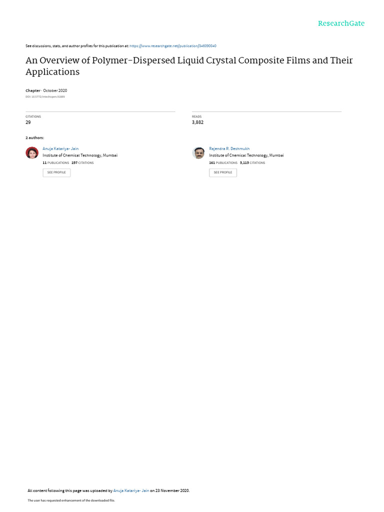 An Overview of Polymer-Dispersed Liquid Crystal Composite Films and ...