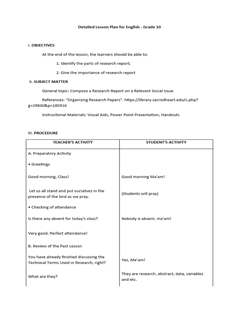 Grade 10 Lesson Plan Part 1 | PDF | Obesity | Lesson Plan