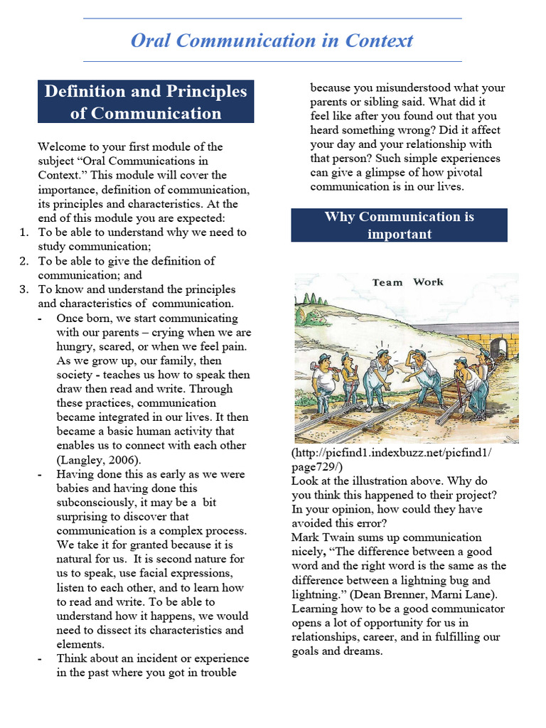 Definition and Principles of Communication | PDF | Communication ...