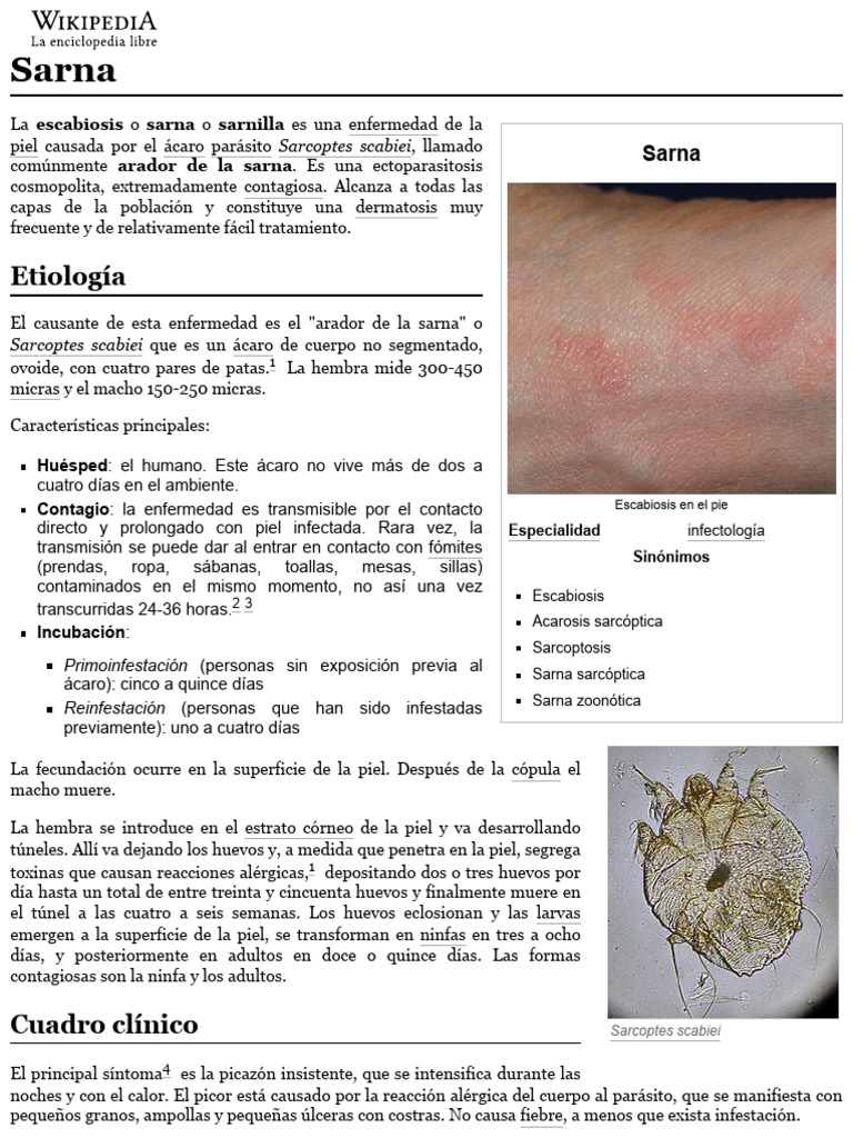 Sarna | PDF | Epidemiología | Animales y humanos