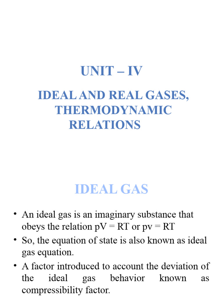 ETD - Unit - IV | PDF | Gases | Enthalpy