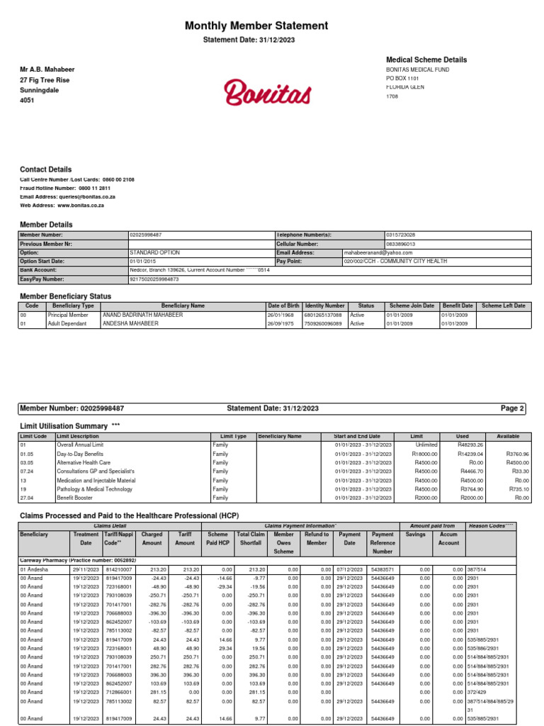 Member Medical Statement | PDF | Over The Counter Drug | Pharmacist
