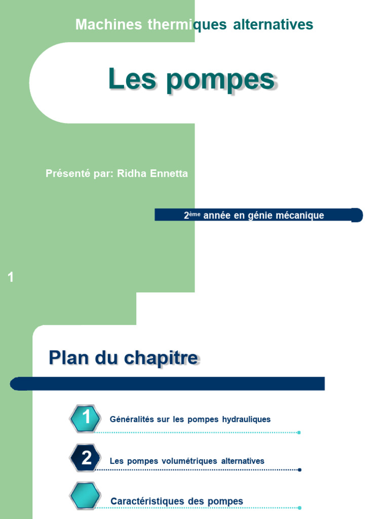 Diapo Chapitre-5 Pompes-Alternatives | PDF | Pompe | Pression