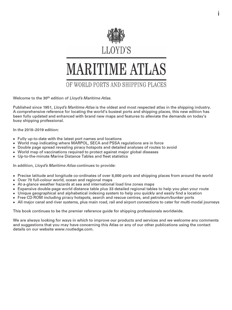 LLoyd's Maritime Atlas 2018-2019 | PDF | Trademark | Port