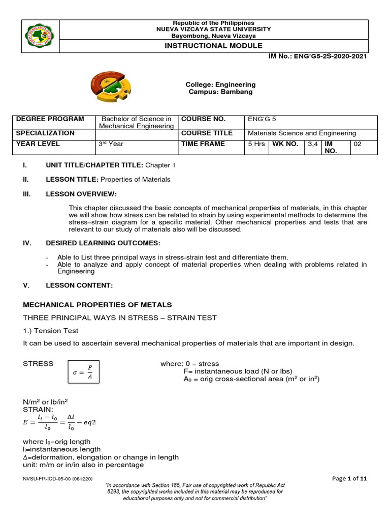 Materials IM2 | PDF | Deformation (Engineering) | Yield (Engineering)