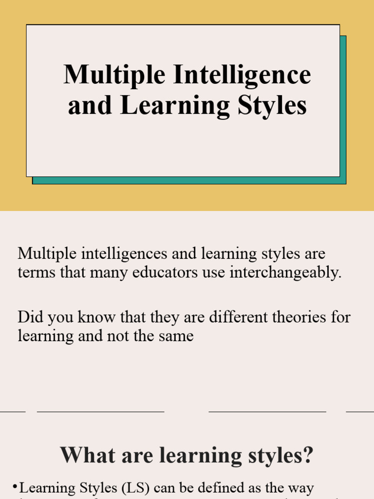 Multiple Intelligence and Learning Styles | PDF | Learning Styles ...