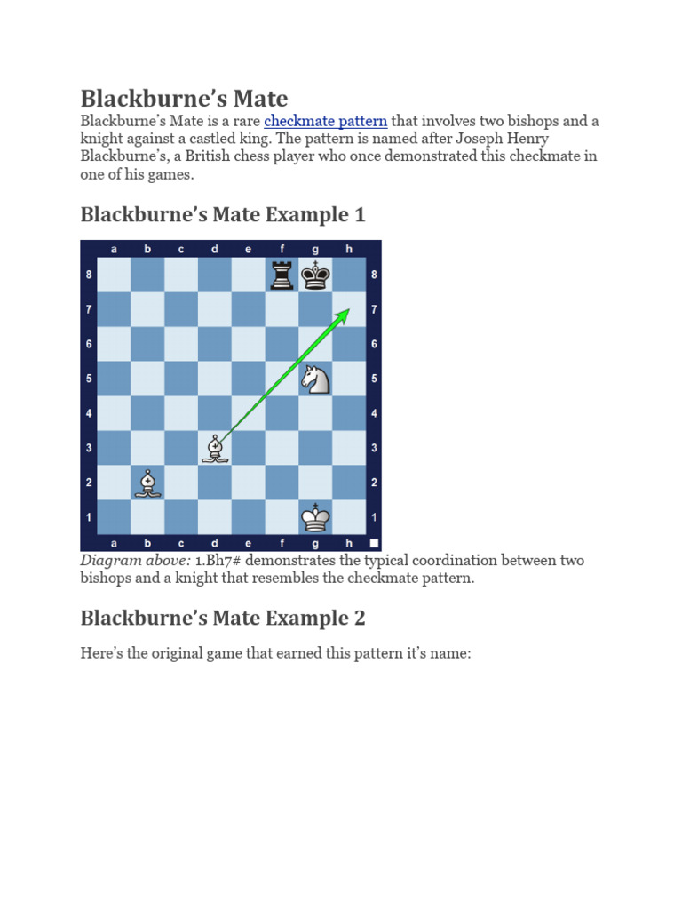 Blackburne's Mate | PDF | Teaching Methods & Materials