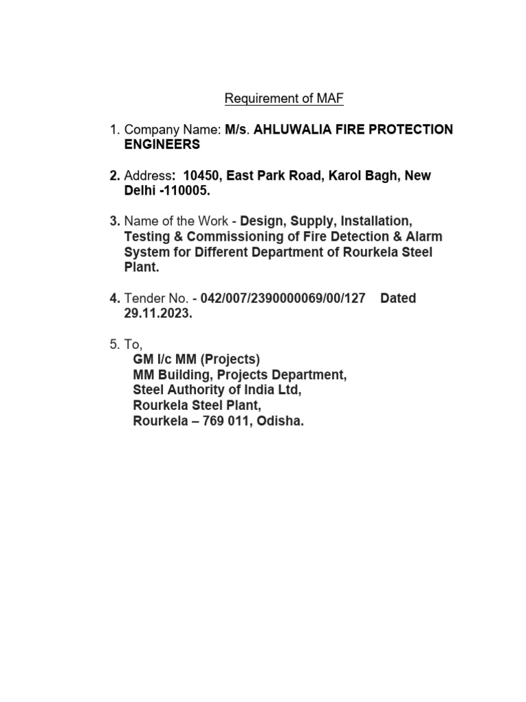 Ahluwalia MAF Requirement | PDF