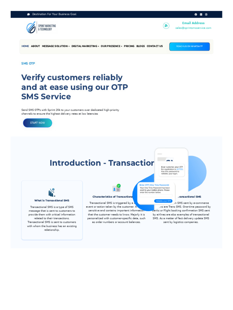 OTP SMS in UAE - Transactional SMS Service in UAE | PDF | Information ...