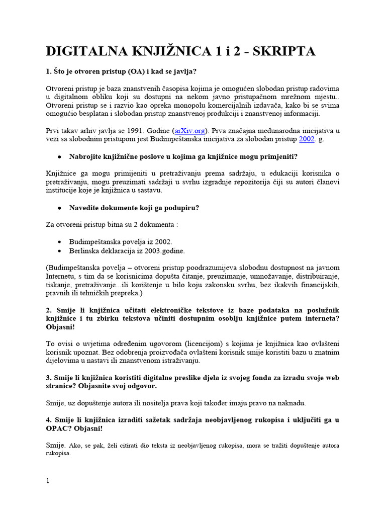 DIGITALNA KNJIZNICA 1 I 2 SKRIPTA | PDF