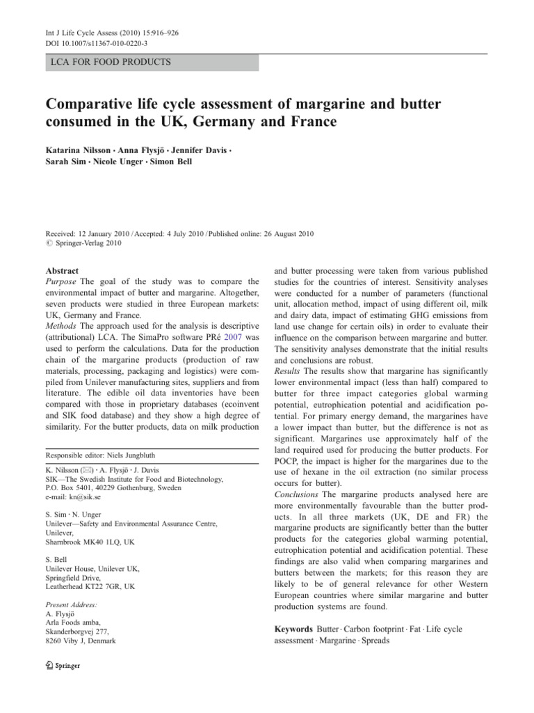 Group 03 - LCA | PDF | Life Cycle Assessment | Margarine