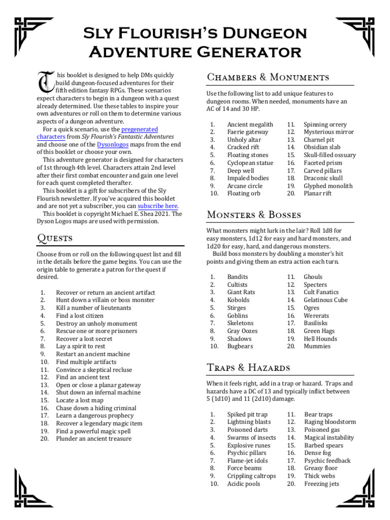 Newsletter Adventure Generator | PDF