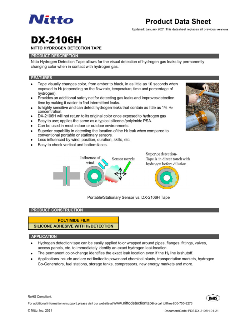 Nitto Hydrogen Detection Tape PDS | PDF | Hydrogen | Leak