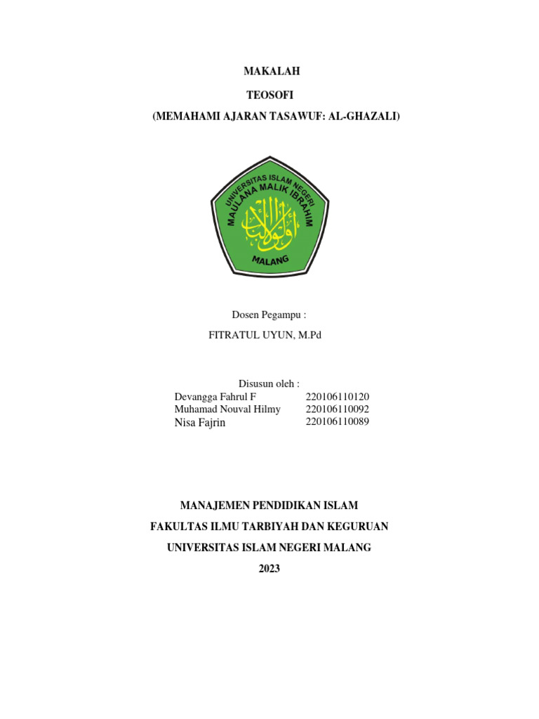 Teosofi Al-Ghazali: Ajaran Tasawuf Islam | PDF | Agama & Spiritualitas