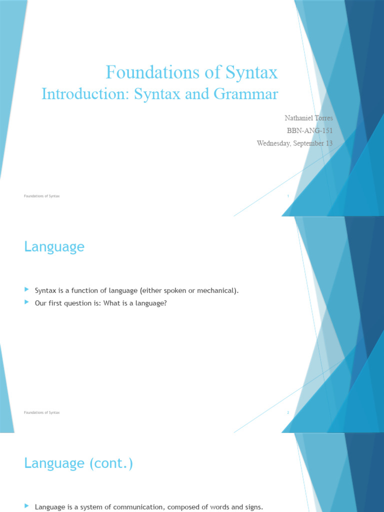 Foundations Of Syntax Lecture 1 Slides Download Free Pdf Syntax Word
