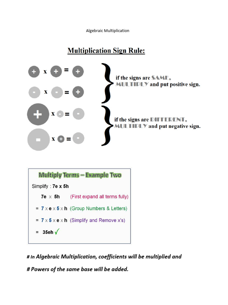 Algebraic Multiplication | PDF
