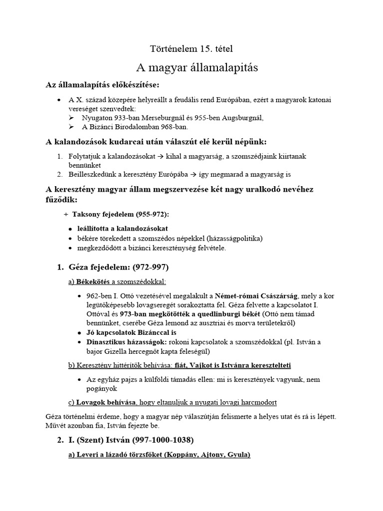 15 A Magyar Államalapitás | PDF