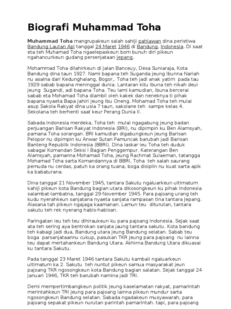 Biografi Muhammad Toha | PDF | Perjalanan