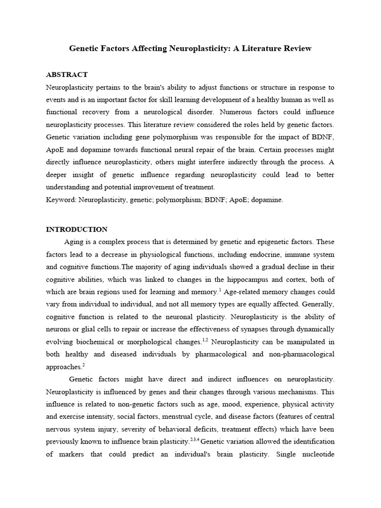 Genetic Influences on Neuroplasticity | PDF | Apolipoprotein E | Dopamine