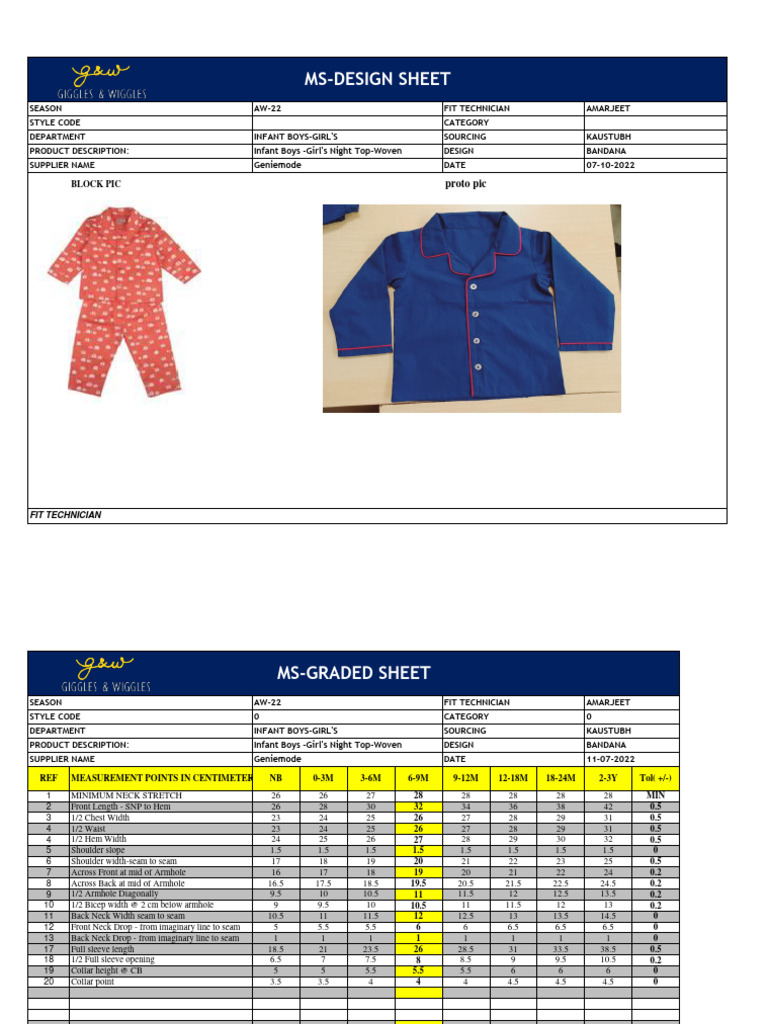 BABY - Infant Boys - Girl's Night Top-Woven-Geniemode | PDF | Seam ...