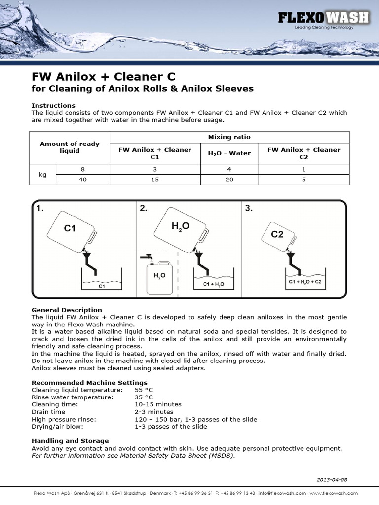 Technical Datasheet FW Anilox + Cleaner C 20130408 | PDF