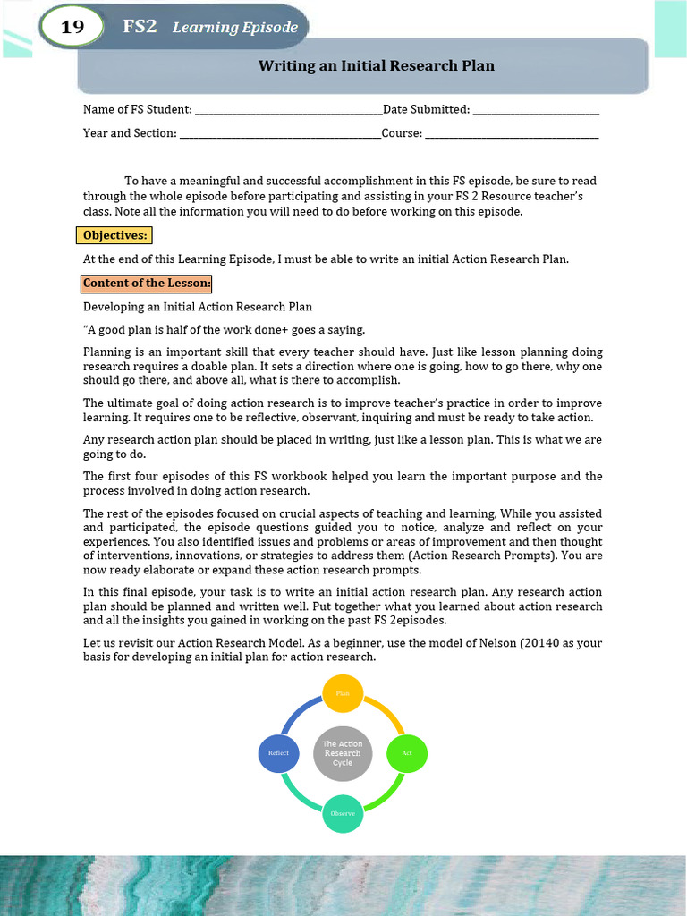 FS 19 | Download Free PDF | Action Research | Learning