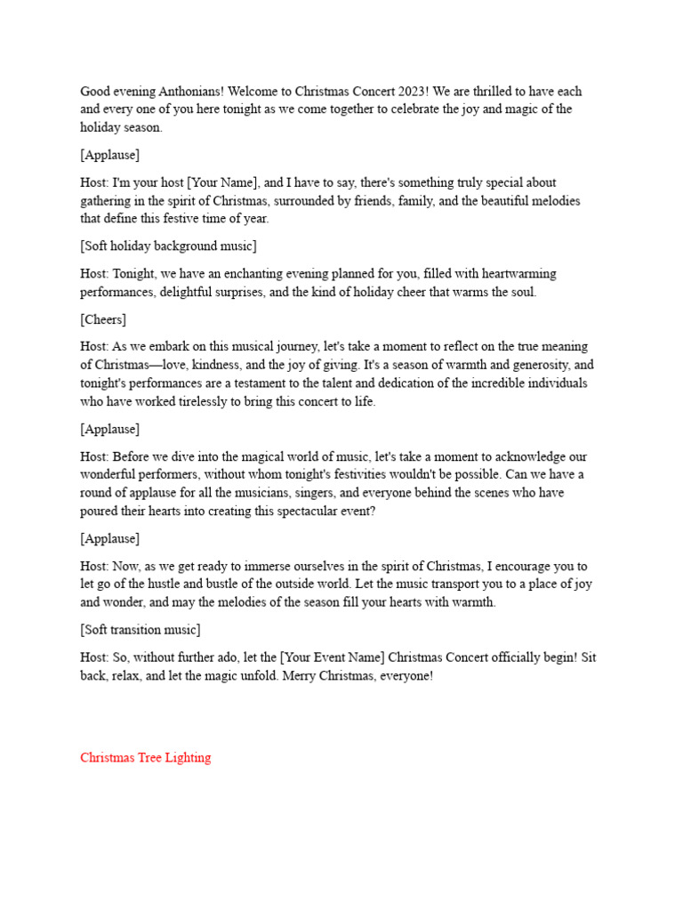 Christmas Concert Script | Download Free PDF | Christmas | Christmas Music