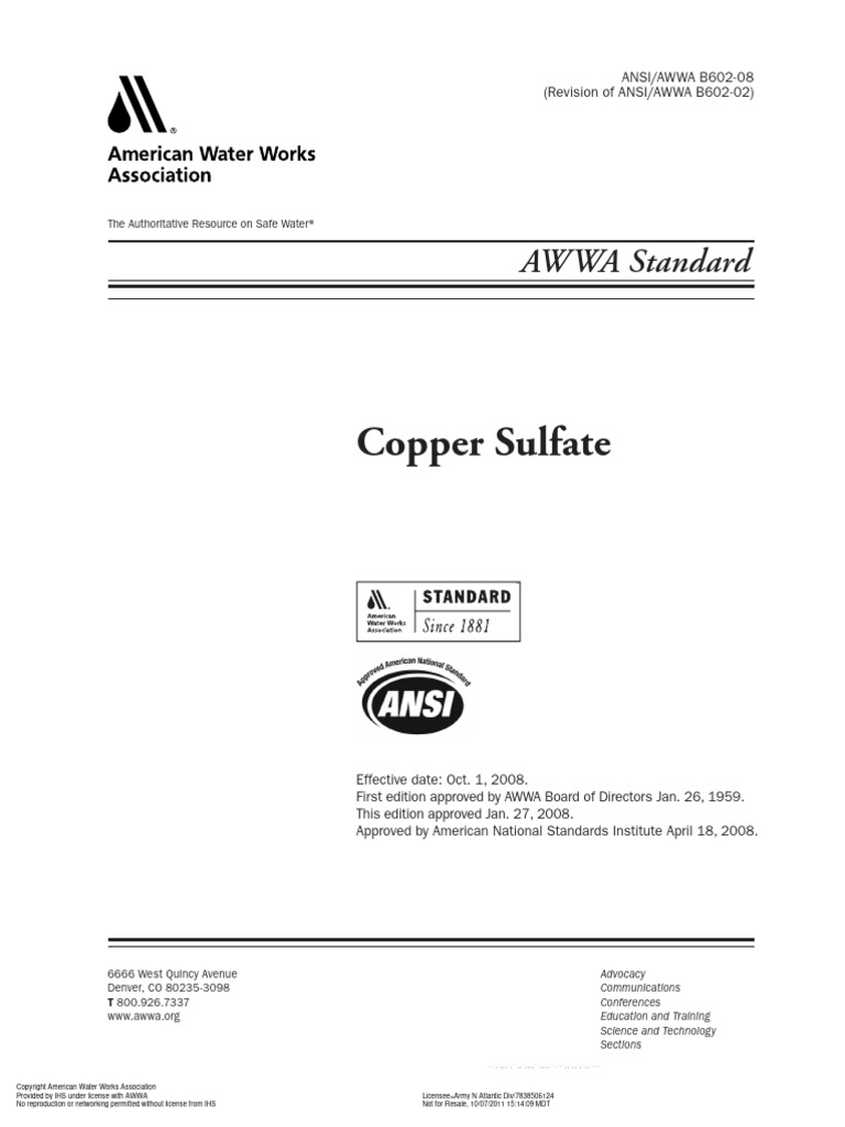 AWWA B602 Copper Sulfate | PDF