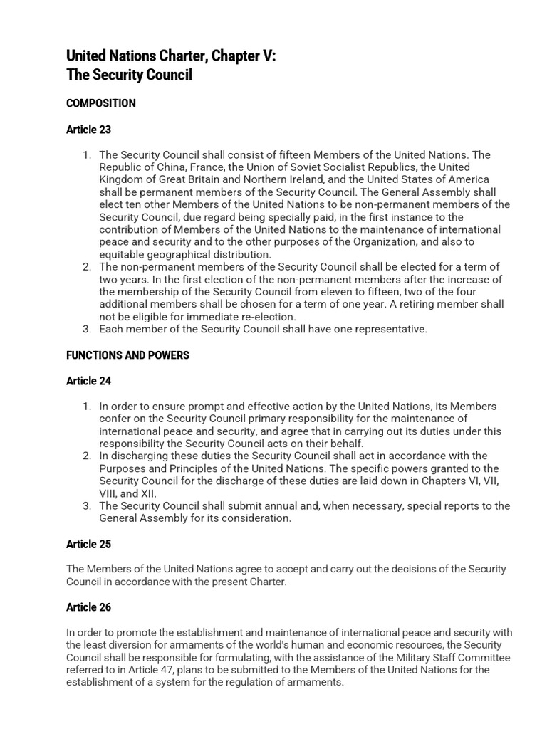 United Nations Charter SECURITY COUNCIL | PDF