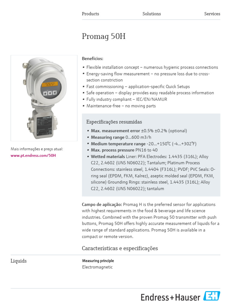 Promag 50H: Precision for Hygienic Industries | PDF | Flow Measurement ...