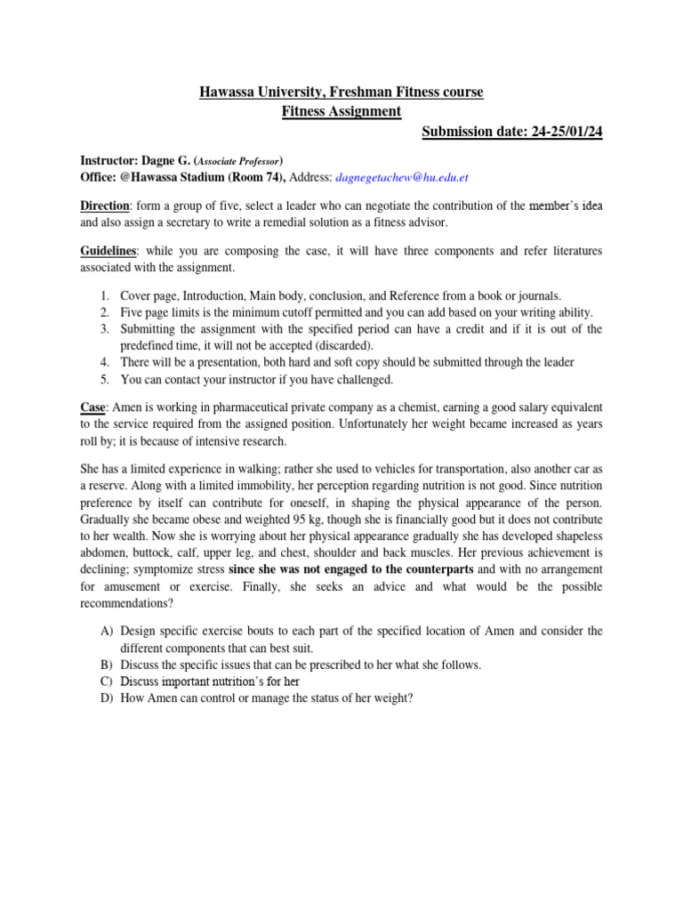 Fitness Group Assignment | PDF | Physical Fitness | Determinants Of Health