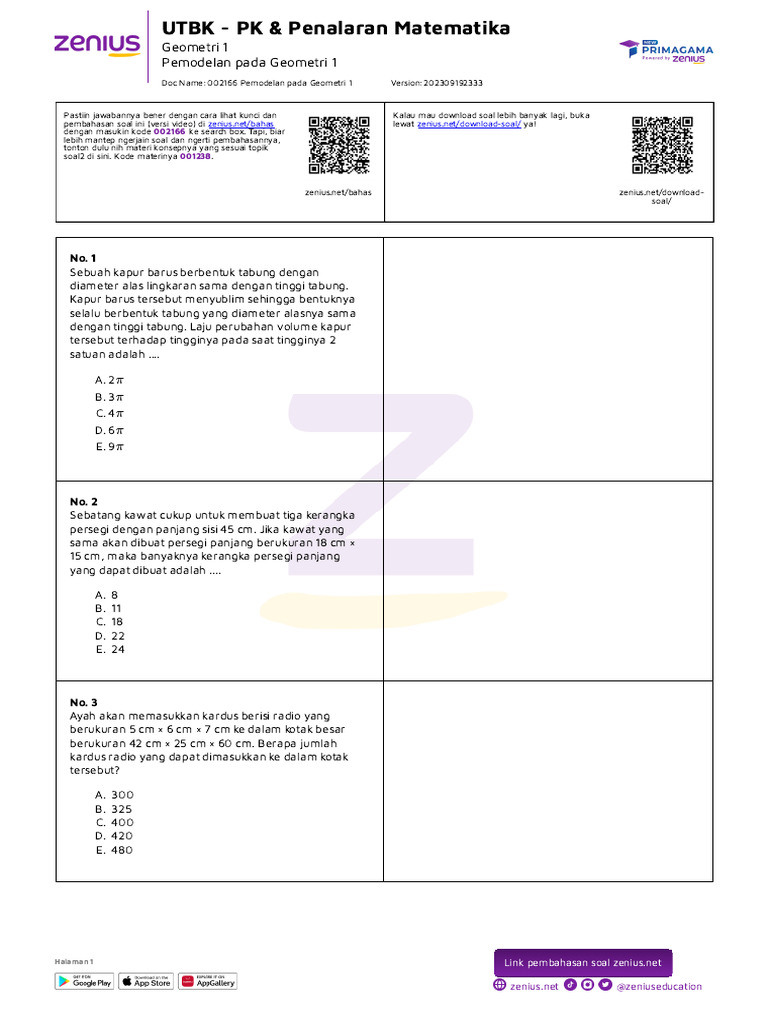 Soal Geometri UTBK Zenius | PDF