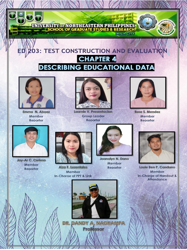 Chapter 4 Describing Educational Data Libmanan Group | PDF | Mode (Statistics) | Mean