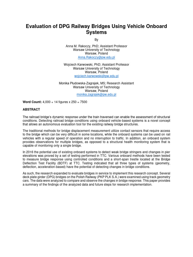 Evaluation of DPG Railway Bridges Using Vehicle Onboard Systems ...