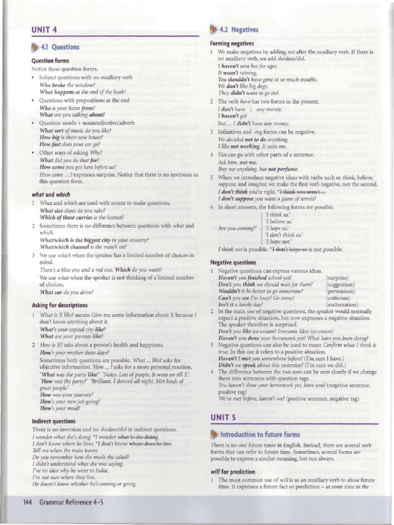 Grammar Reference - Unit 05 | PDF