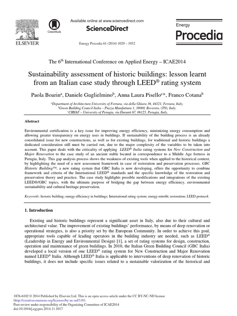 Sustainability Assessment of Historic Buildings Lesson Learnt - 2014 - Energy | PDF | Efficient ...