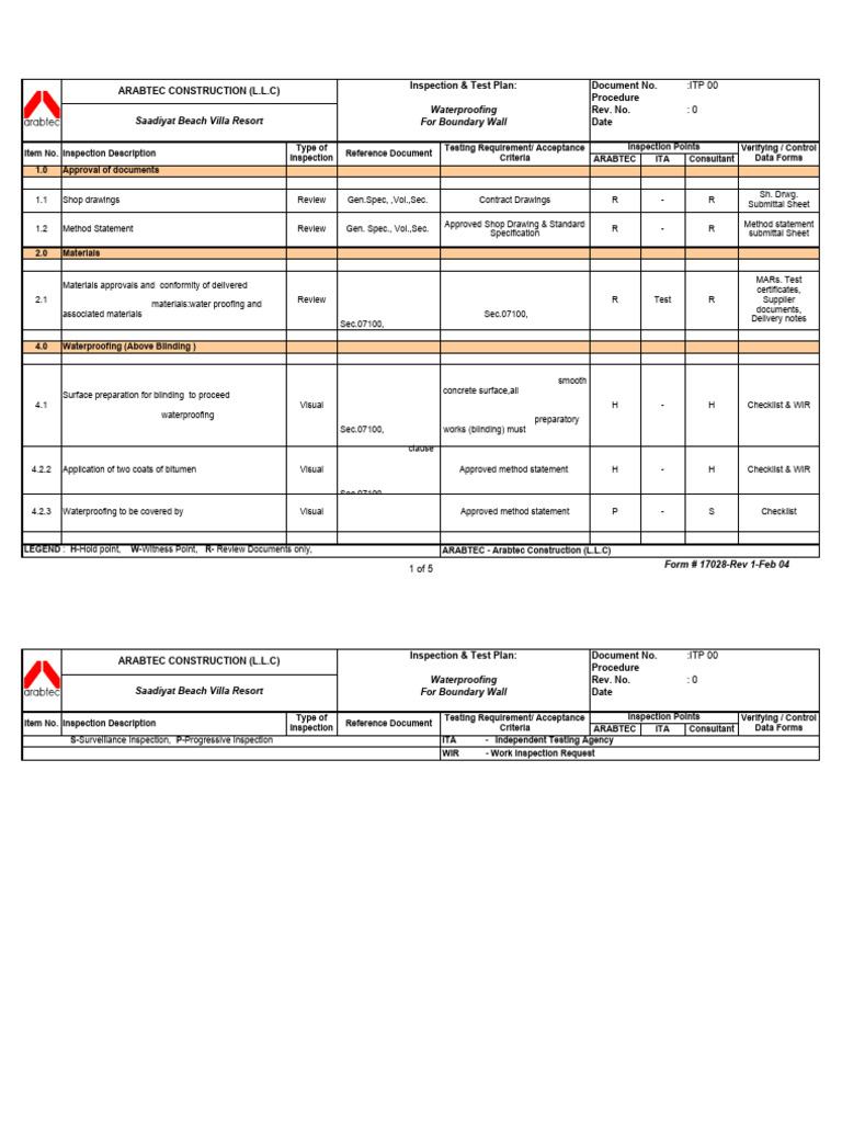 Saadiyat Itp Waterproofing Infrastructure | PDF | Specification ...