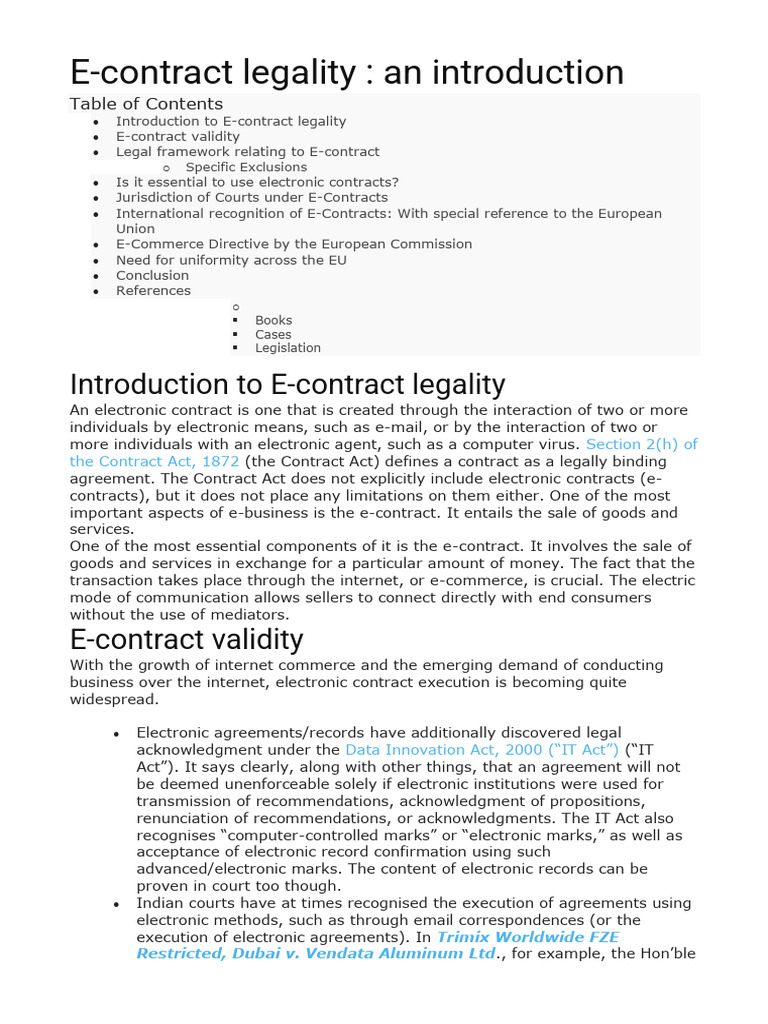 E Contracts | PDF | Jurisdiction | E Commerce