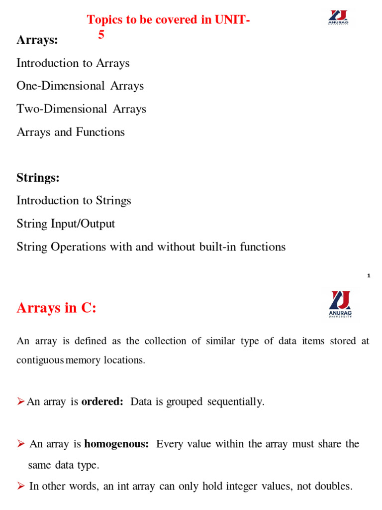 Unit-5-Arrays | PDF | Data Type | Variable (Computer Science)