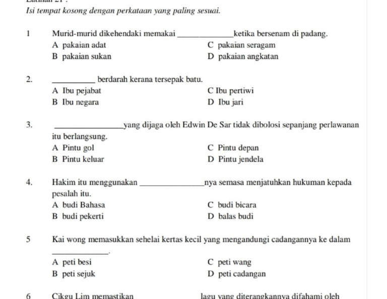 Latihan Bahasa Melayu Tingkatan 1 | PDF