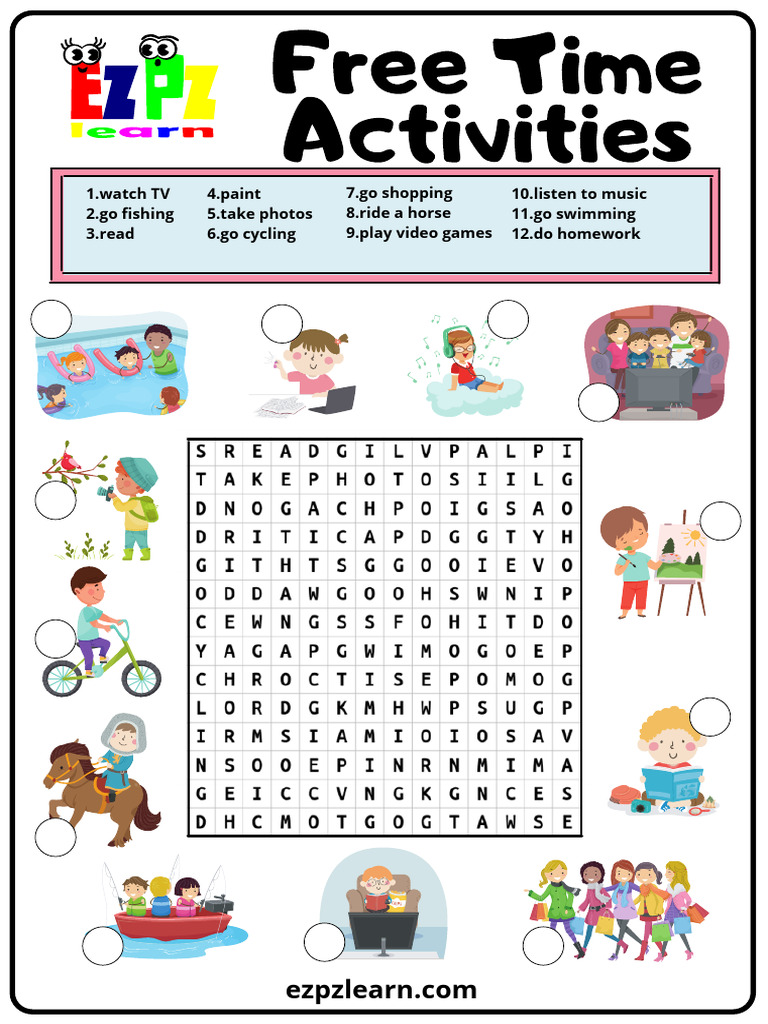 Free Time Activities Word Search | PDF