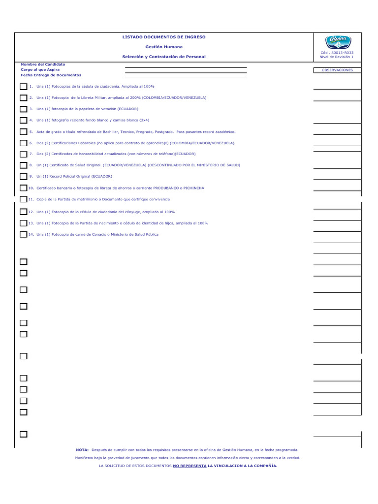 Listado Documentos Ingreso Ecuador Actualizado | PDF