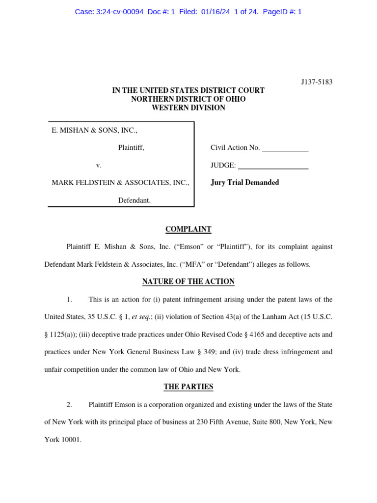 Emson v. MFA - Complaint | PDF | Legal Remedy | Injunction