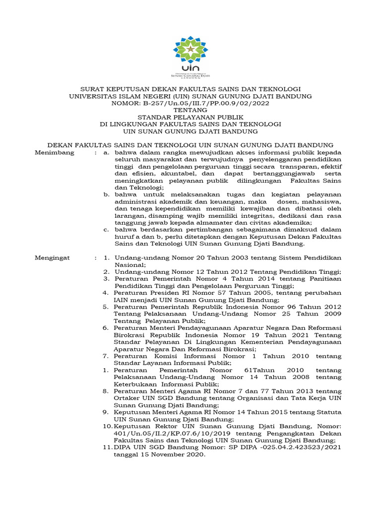 SK Pelayanan Publik FST | PDF