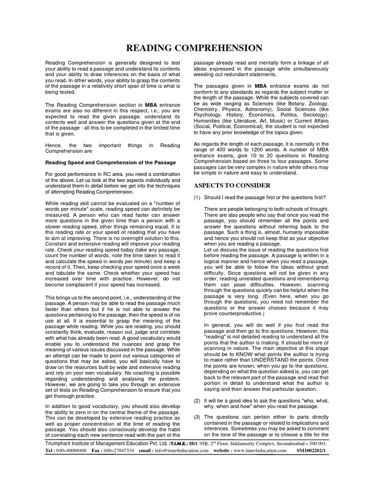 SM1002202_Reading Comprehension | PDF | Reading Comprehension ...