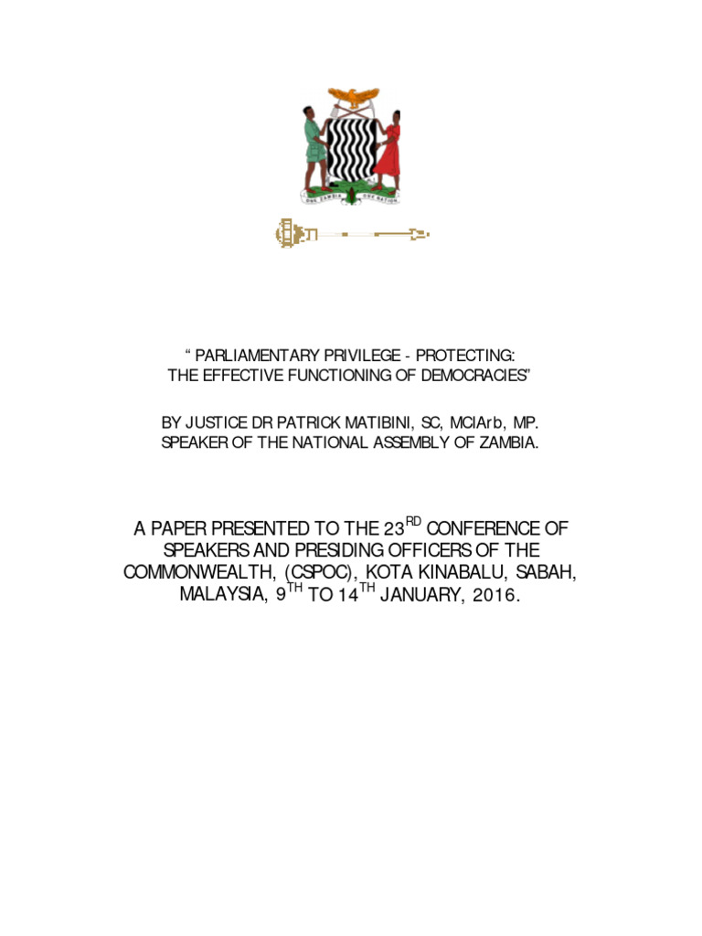 Parliamentary Privilege in Democracies | PDF | Separation Of Powers ...