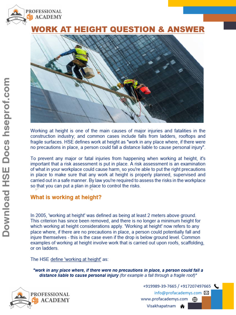 Working at Height Safety Guidelines | PDF | Ladder | Safety