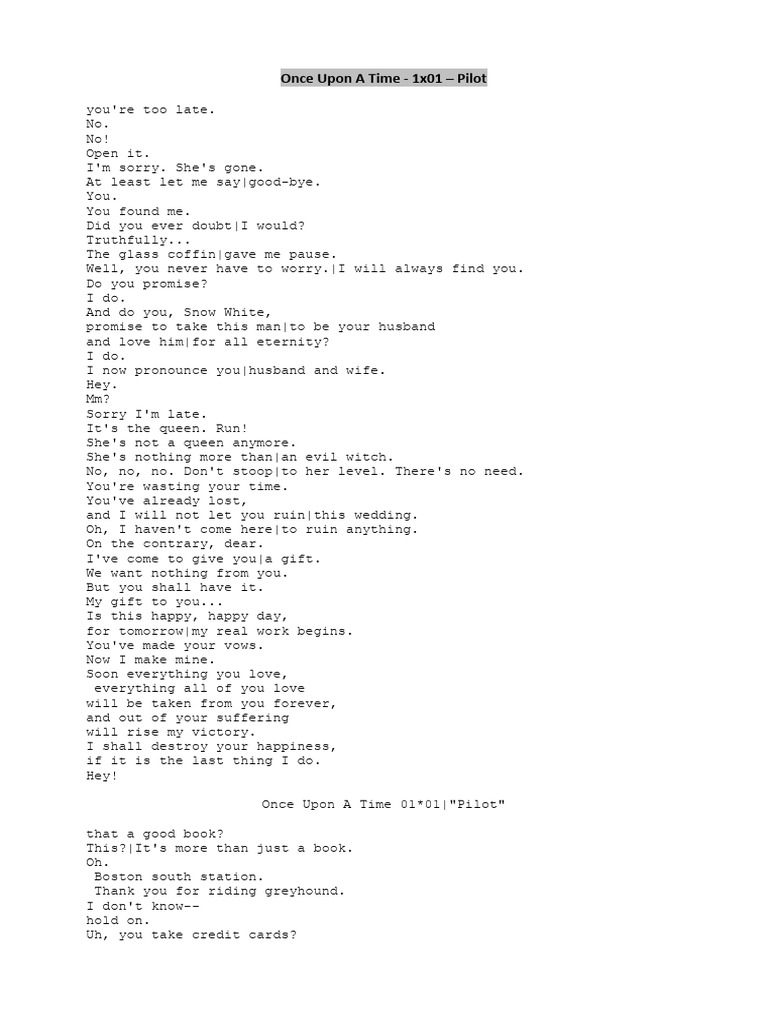 Once Upon A Time s01x01 | PDF | Once Upon A Time (TV Series) | Pinocchio