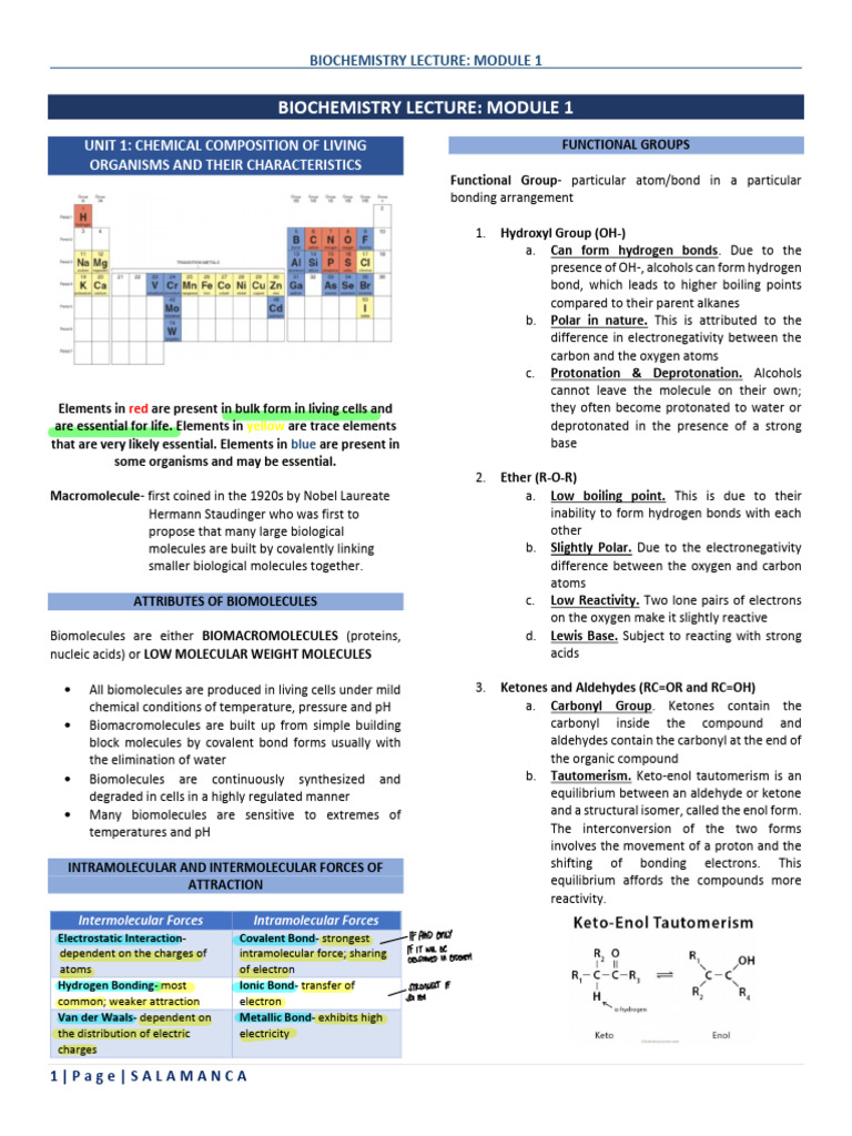 BIOCHEMISTRY LEC Module 1 | PDF | Acid | Acid Dissociation Constant